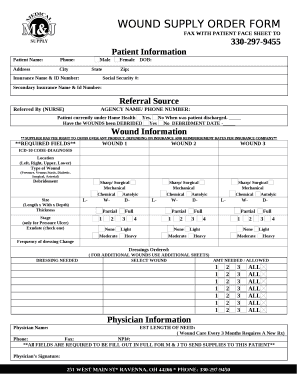 WOUND SUPPLY ORDER Doc Template | pdfFiller