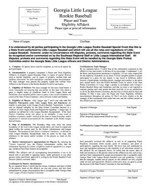Fillable Online Georgia Little League Fax Email Print - pdfFiller