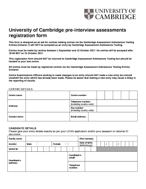 University of Cambridge pre-interview assessments registration Doc ...