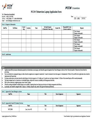 PCCW Teleservices Laptop Application Doc Template | pdfFiller