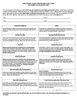 Fillable Online 2018 COMMITTEE VOLUNTEER FORM Fax Email Print - pdfFiller
