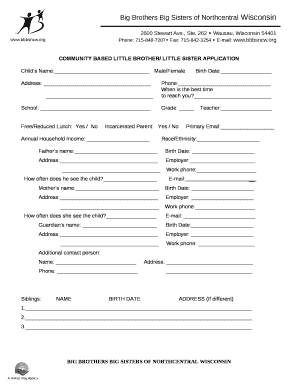 COMMUNITY BASED LITTLE BROTHER/ LITTLE SISTER APPLICATION Doc Template ...