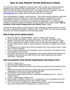 How to Use Patient Portal Reference Sheet Doc Template | pdfFiller