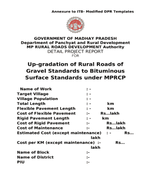 Annexure to ITB- Modified DPR Templates Doc Template | pdfFiller