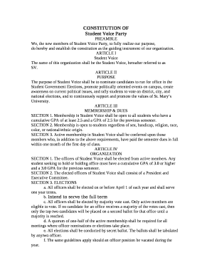 Student Voice Party Doc Template | pdfFiller