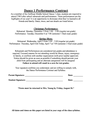 Fillable Online Dance 1 Performance Contract Fax Email Print - pdfFiller