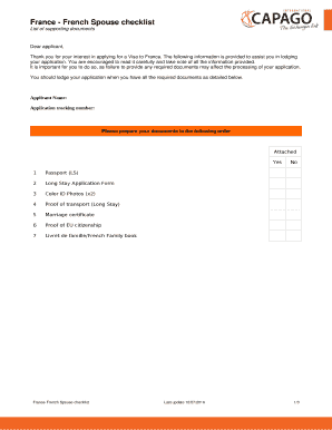 Fillable Online France - French Spouse checklist Fax Email Print ...