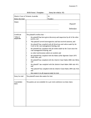 DCR 1 Template -Entry for trial (r Doc Template | pdfFiller