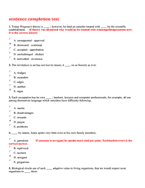 Fillable Online sentence completion test Fax Email Print - pdfFiller