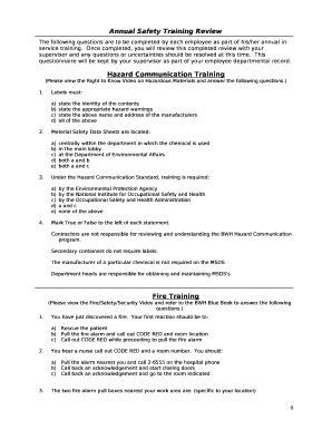 Annual Safety Training Review Doc Template | pdfFiller