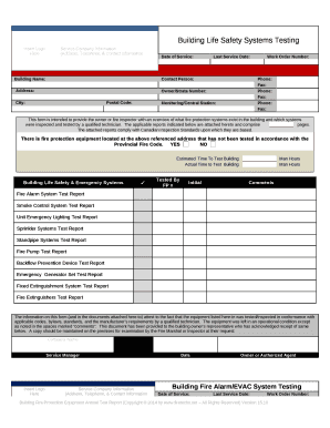 Building Life Safety Systems Testing Doc Template | pdfFiller