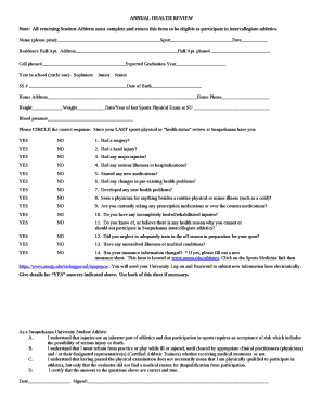 ANNUAL HEALTH REVIEW Doc Template | pdfFiller