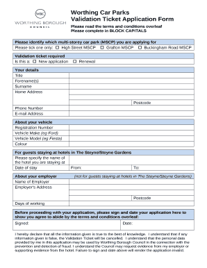 Validation Ticket Application Doc Template | pdfFiller
