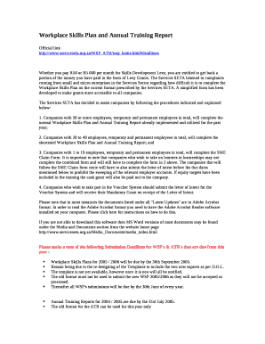 Workplace Skills Plan and Annual Training Report Doc Template | pdfFiller
