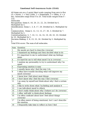 Fillable Online Emotional Self-Awareness Scale (ESAS) Fax Email Print ...