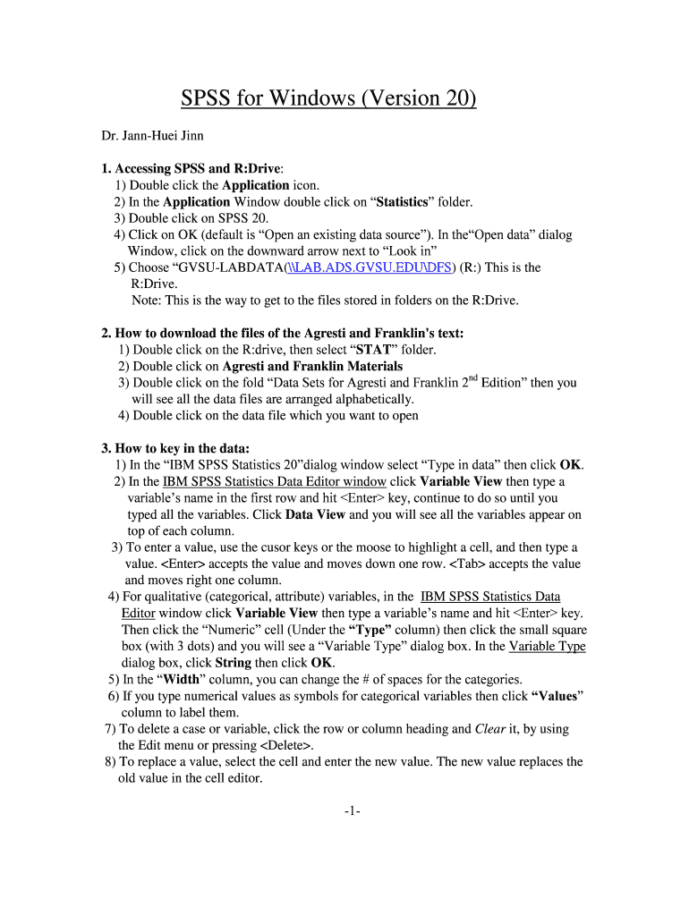 Fillable Online SPSS for Windows (Version 20) Fax Email Print - pdfFiller