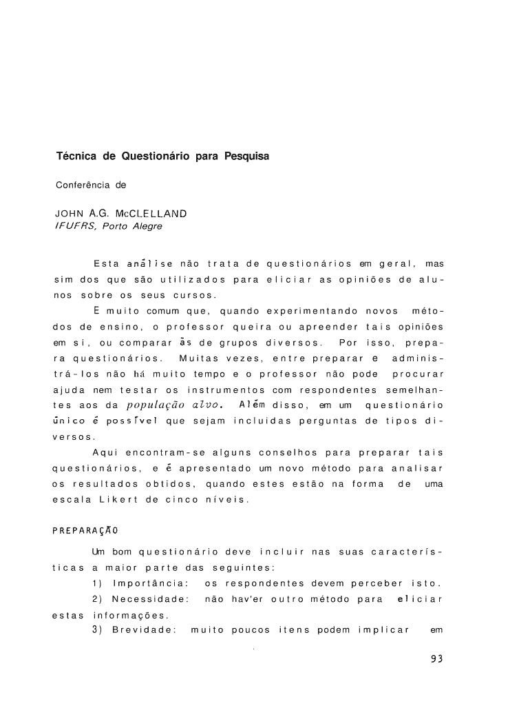 Fillable Online Tcnica de Questionrio para Pesquisa Fax Email Print - pdfFiller