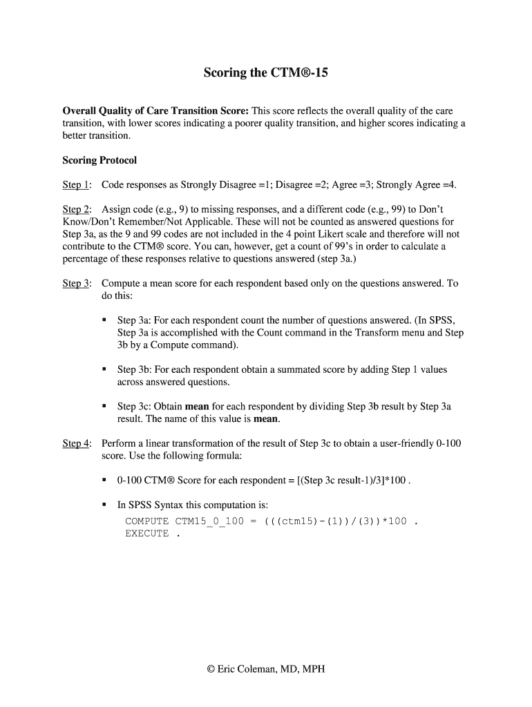 Fillable Online Scoring the CTM-15 Fax Email Print - pdfFiller