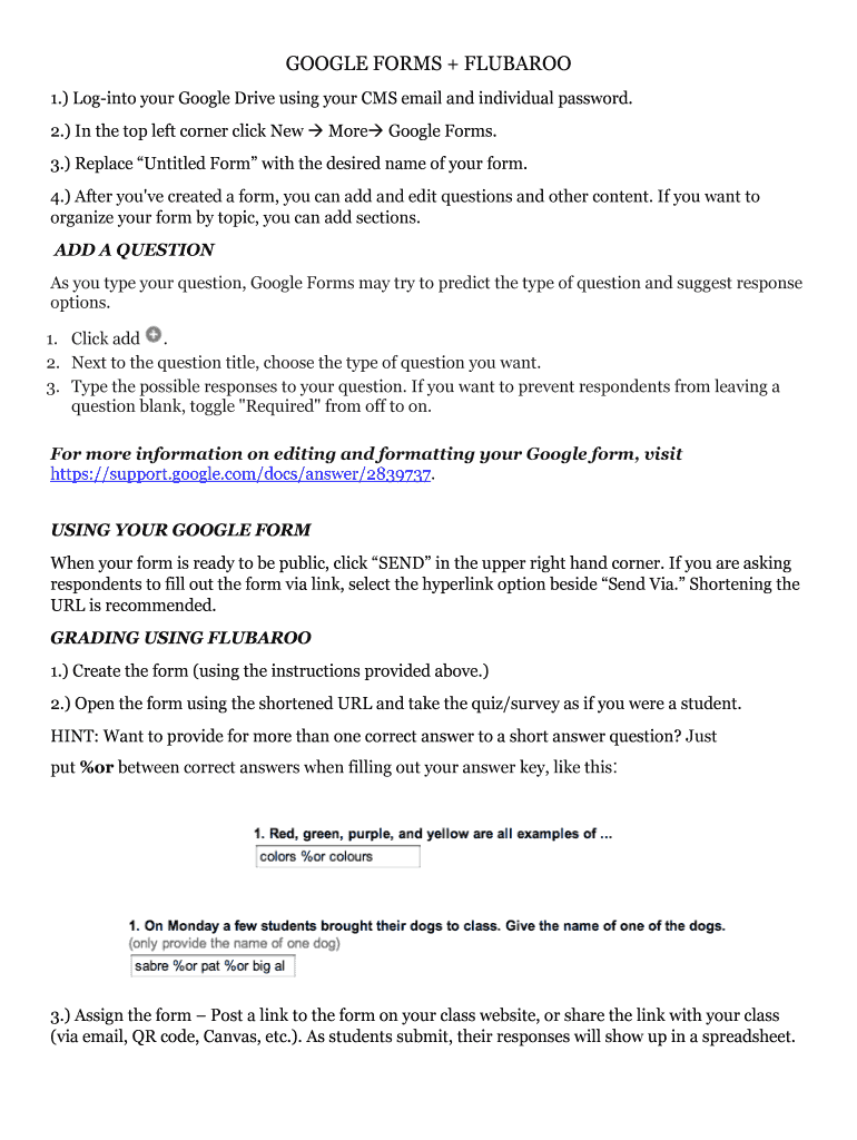 Fillable Online GOOGLE FORMS + FLUBAROO Fax Email Print - pdfFiller