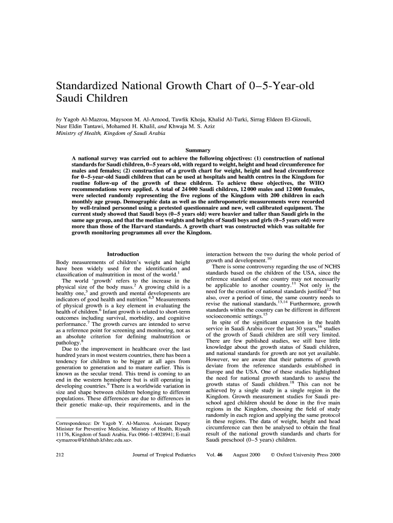 Fillable Online Standardized National Growth Chart of 05-Year-old Fax ...