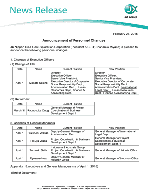 Fillable Online Announcement of Personnel Changes Fax Email Print ...