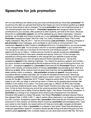 Fillable Online Speeches for job promotion Fax Email Print - pdfFiller