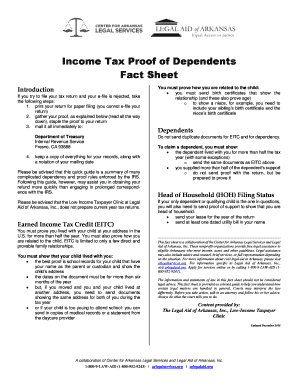 Fillable Online Income Tax Proof of Dependents Fax Email Print - pdfFiller