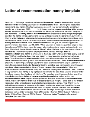 Fillable Online Letter of recommendation nanny template Fax Email Print ...