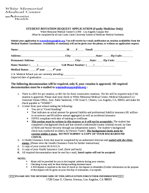 STUDENT ROTATION REQUEST APPLICATION (Family Medicine Only) Doc ...