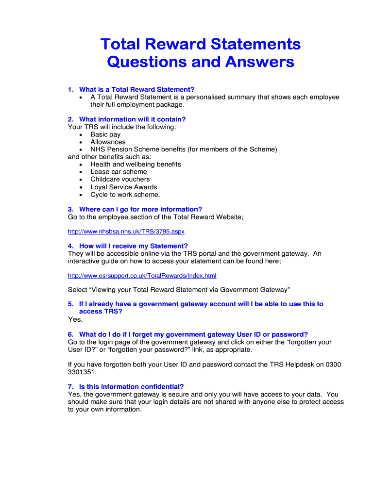 Fillable Online Total Reward Statements Fax Email Print - pdfFiller