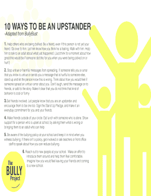 Fillable Online 10 WAYS TO BE AN UPSTANDER Fax Email Print - pdfFiller