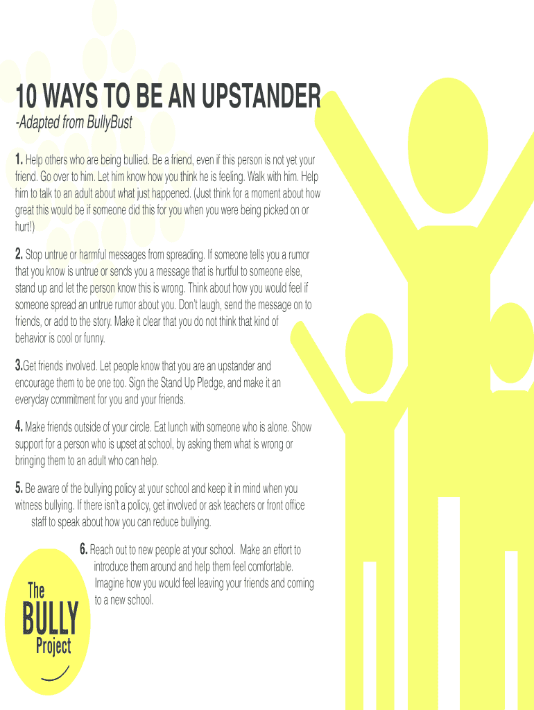 Fillable Online 10 WAYS TO BE AN UPSTANDER Fax Email Print - pdfFiller