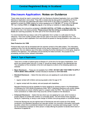 Fillable Online Disclosure Application: Notes on Guidance Fax Email ...