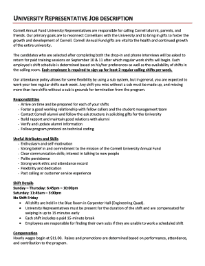 Fillable Online UNIVERSITY REPRESENTATIVE JOB DESCRIPTION Fax Email ...