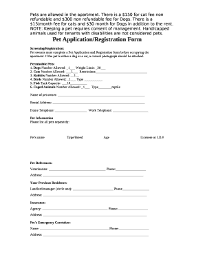Pet Application/Registration Doc Template | pdfFiller