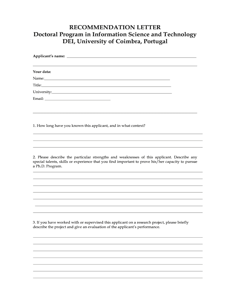 Fillable Online DEI, University of Coimbra, Portugal Fax Email Print ...