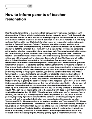 Fillable Online How to inform parents of teacher Fax Email Print ...