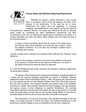 Fillable Online Trustee Duties and Minimum Reporting Requirements Fax ...