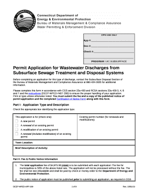 Permit Application for Wastewater Discharges from Subsurface Sewage ...