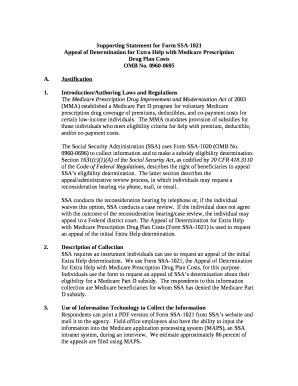 Supporting Statement for SSA-1021 Doc Template | pdfFiller