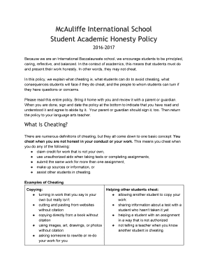 Fillable Online Student Academic Honesty Policy Fax Email Print - pdfFiller