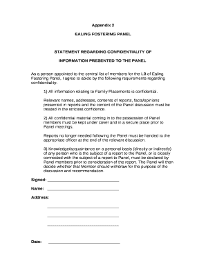 EALING FOSTERING PANEL Doc Template | pdfFiller