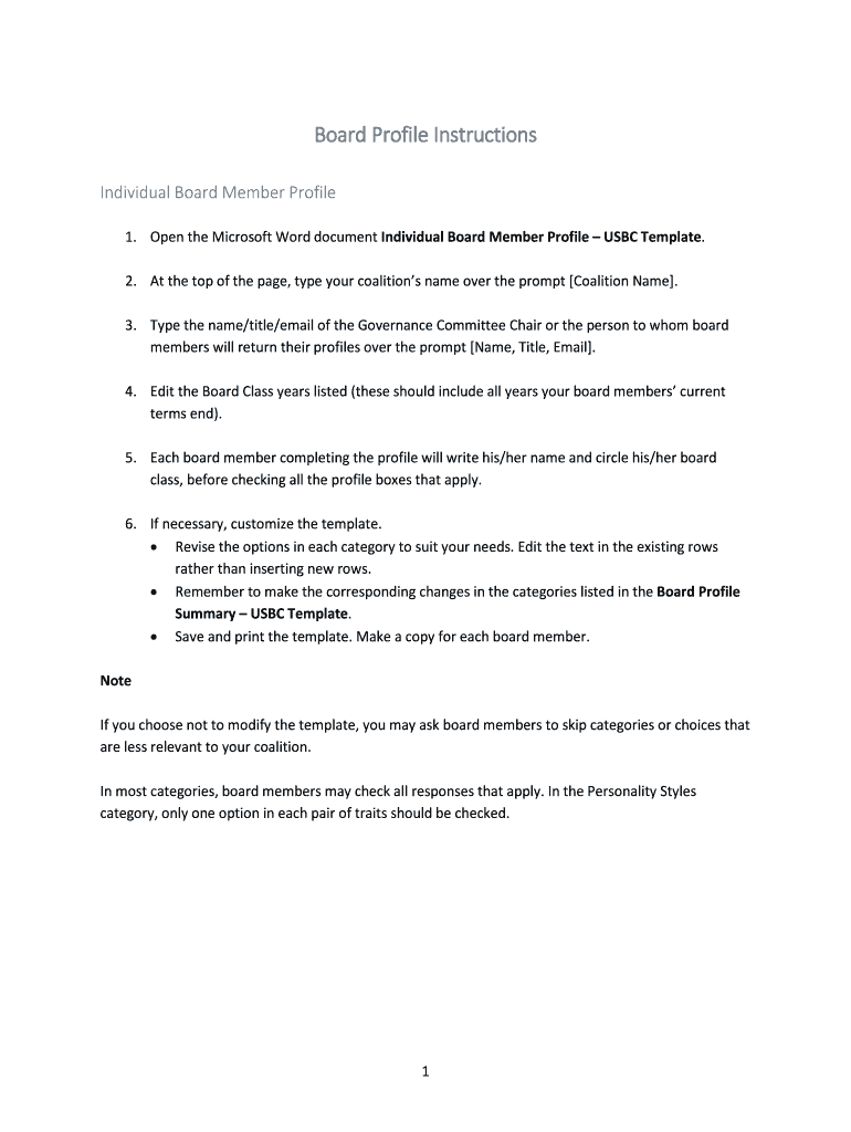 Fillable Online Board Profile Instructions Fax Email Print - pdfFiller