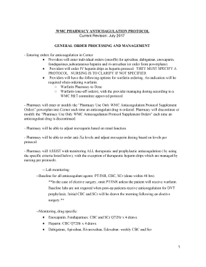 Fillable Online WMC PHARMACY ANTICOAGULATION PROTOCOL Fax Email Print ...