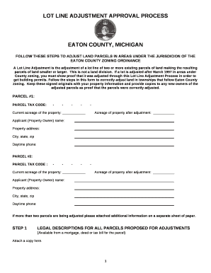 LOT LINE ADJUSTMENT APPROVAL PROCESS Doc Template | pdfFiller