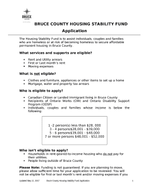 BRUCE COUNTY HOUSING STABILITY FUND Doc Template | pdfFiller
