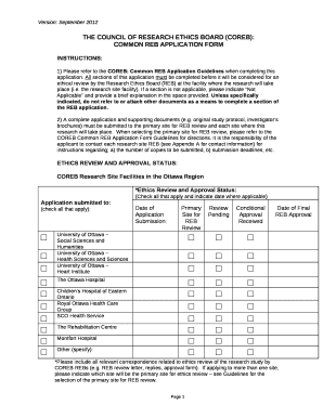 COMMON REB APPLICATION - research uottawa Doc Template | pdfFiller