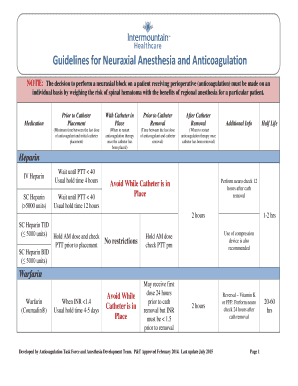 Fillable Online Guidelines for Neuraxial Anesthesia and Anticoagulation ...