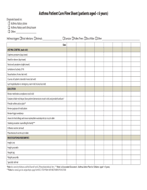 Fillable Online Asthma Patient Care Flow Sheet (patients aged 6 years ...