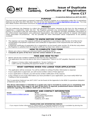 Issue of Duplicate Certificate of Registration Doc Template | pdfFiller